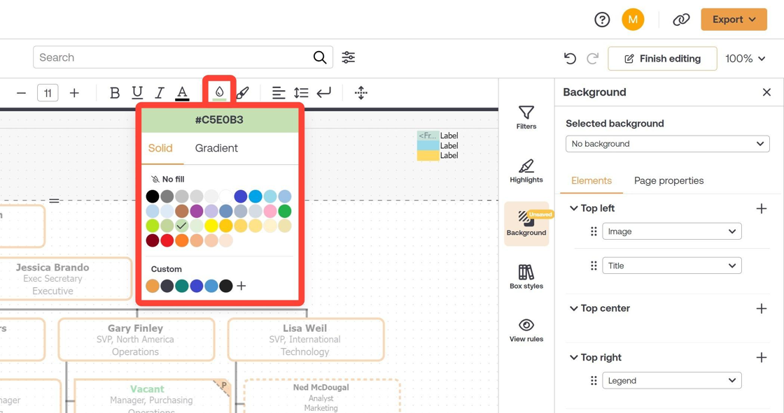 Creating and updating backgrounds – OrgChart
