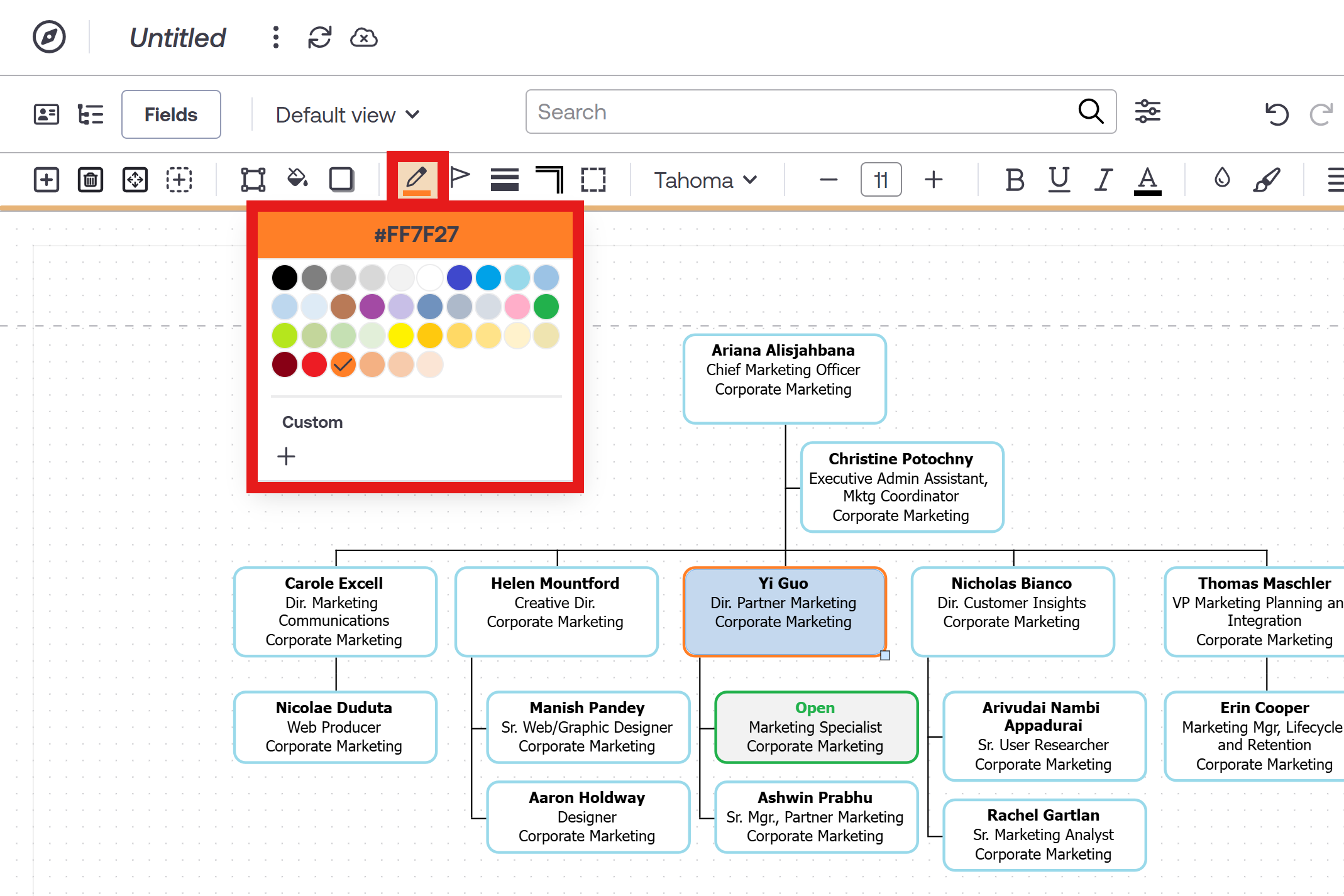 Editing custom charts – OrgChart