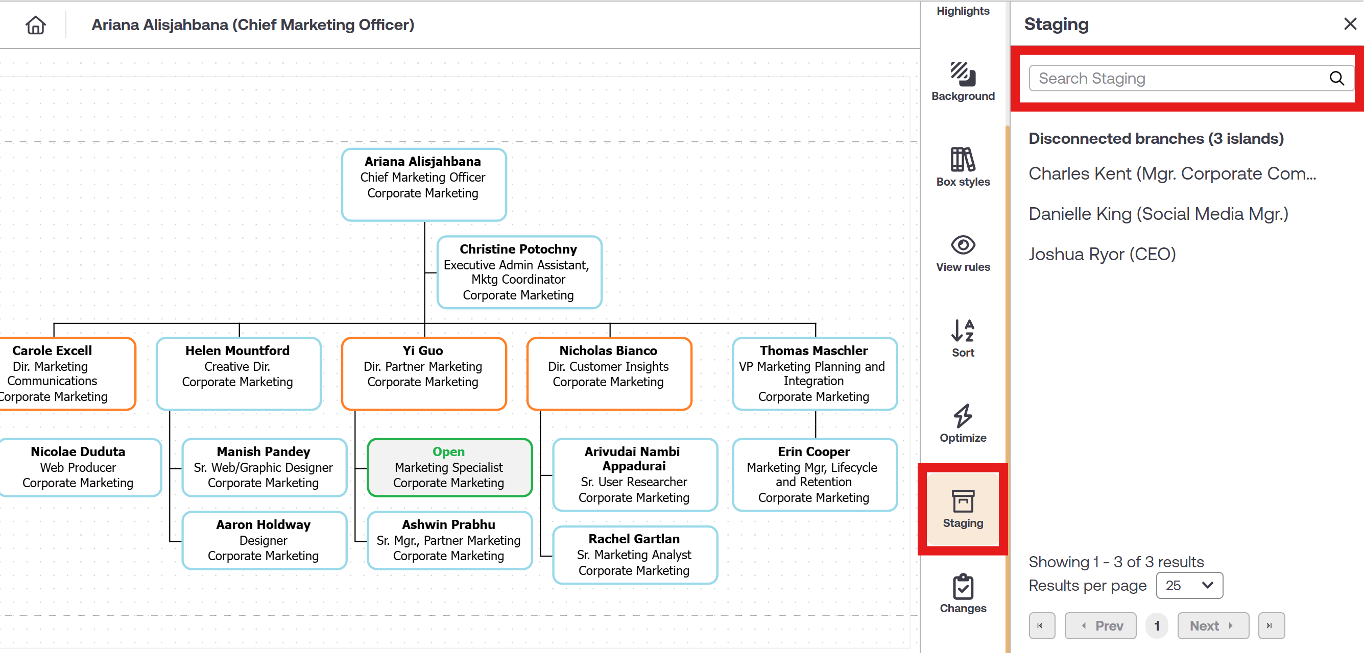 Editing custom charts – OrgChart
