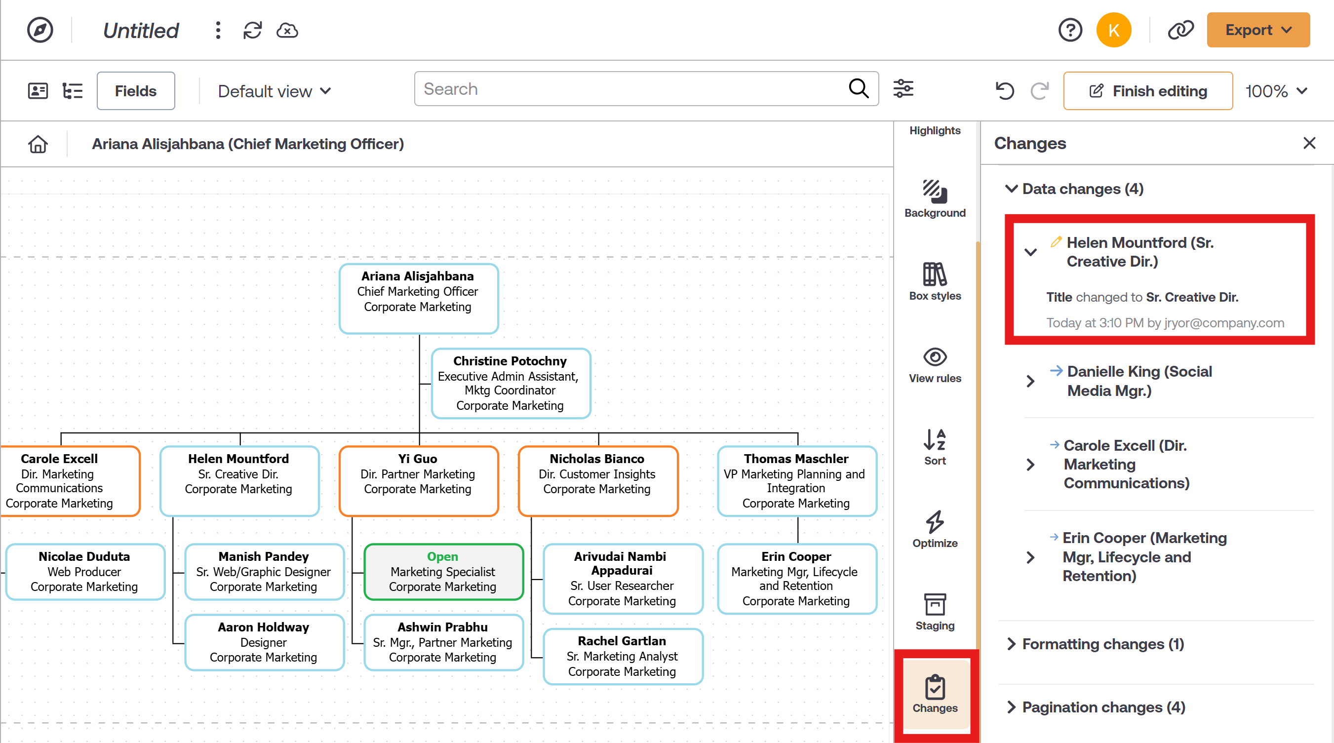 Editing custom charts – OrgChart